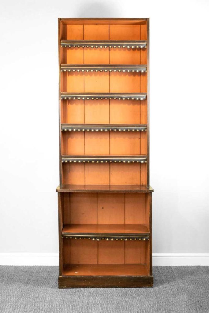 Regency Style Tall 8 Shelf Bookcase with Painted Interior & Gilded ...