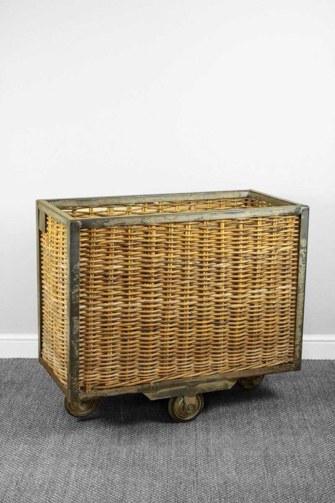 Large Wicker Storage / Laundry Skip with Iron Frame On Wheels – Number ...