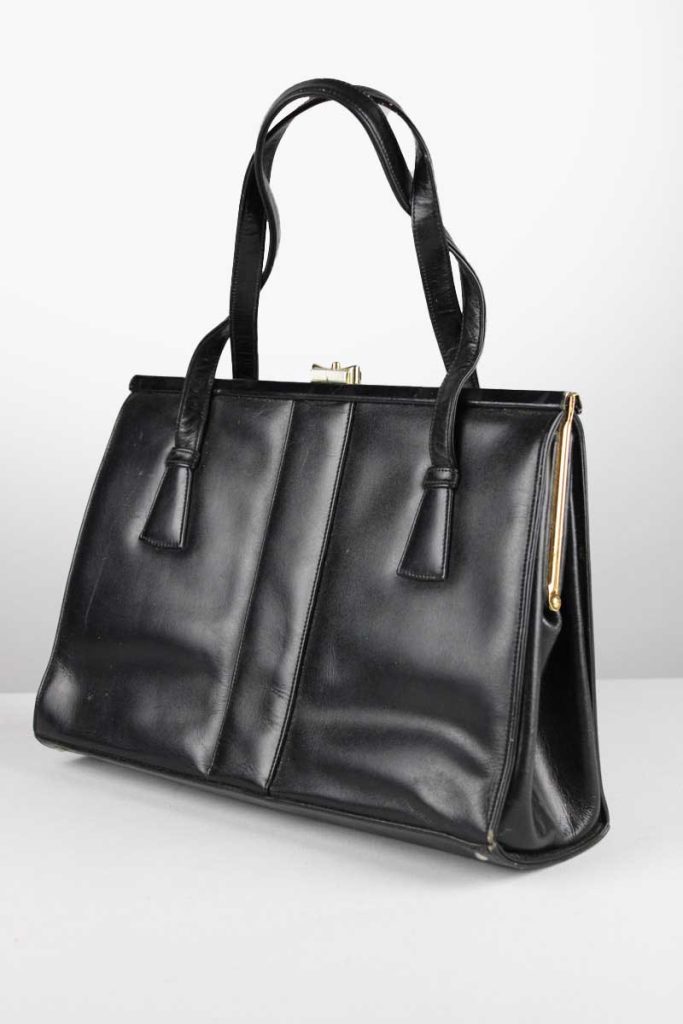 Large Black Handbag with Gilt Clasp – Number Eight Prop Hire Company