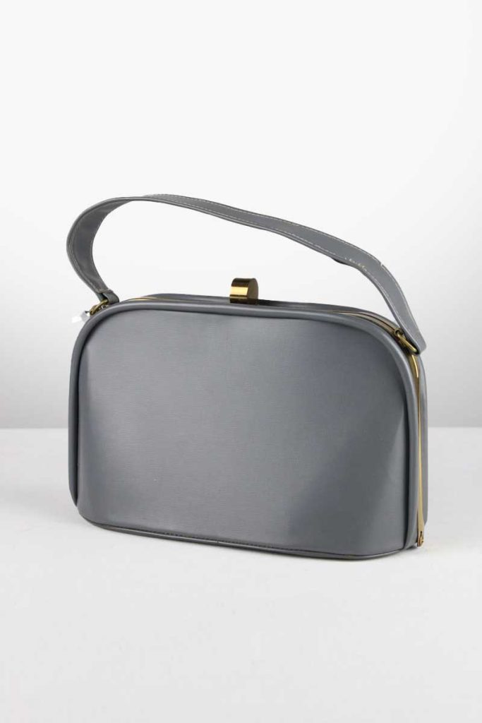 1950s – 1960s Grey Leather Curved Box Handbag – Number Eight Prop Hire ...
