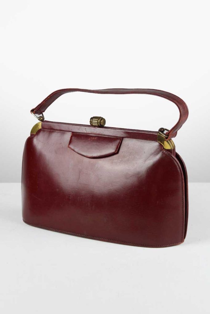 Red Patent Leather 1940s – 1950s Box Handbag with Metal Corners and ...