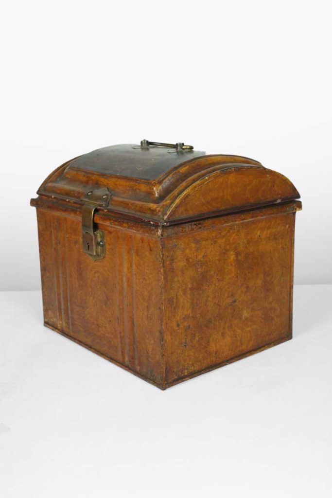 Victorian Antique Painted Tin Trunk – Number Eight Prop Hire Company