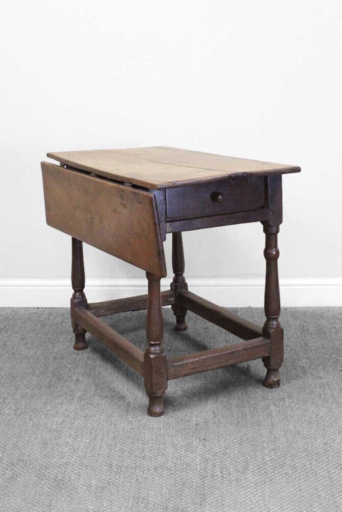 Rustic 17th Century Style Oak Drop Leaf Table with End Drawer – Number ...