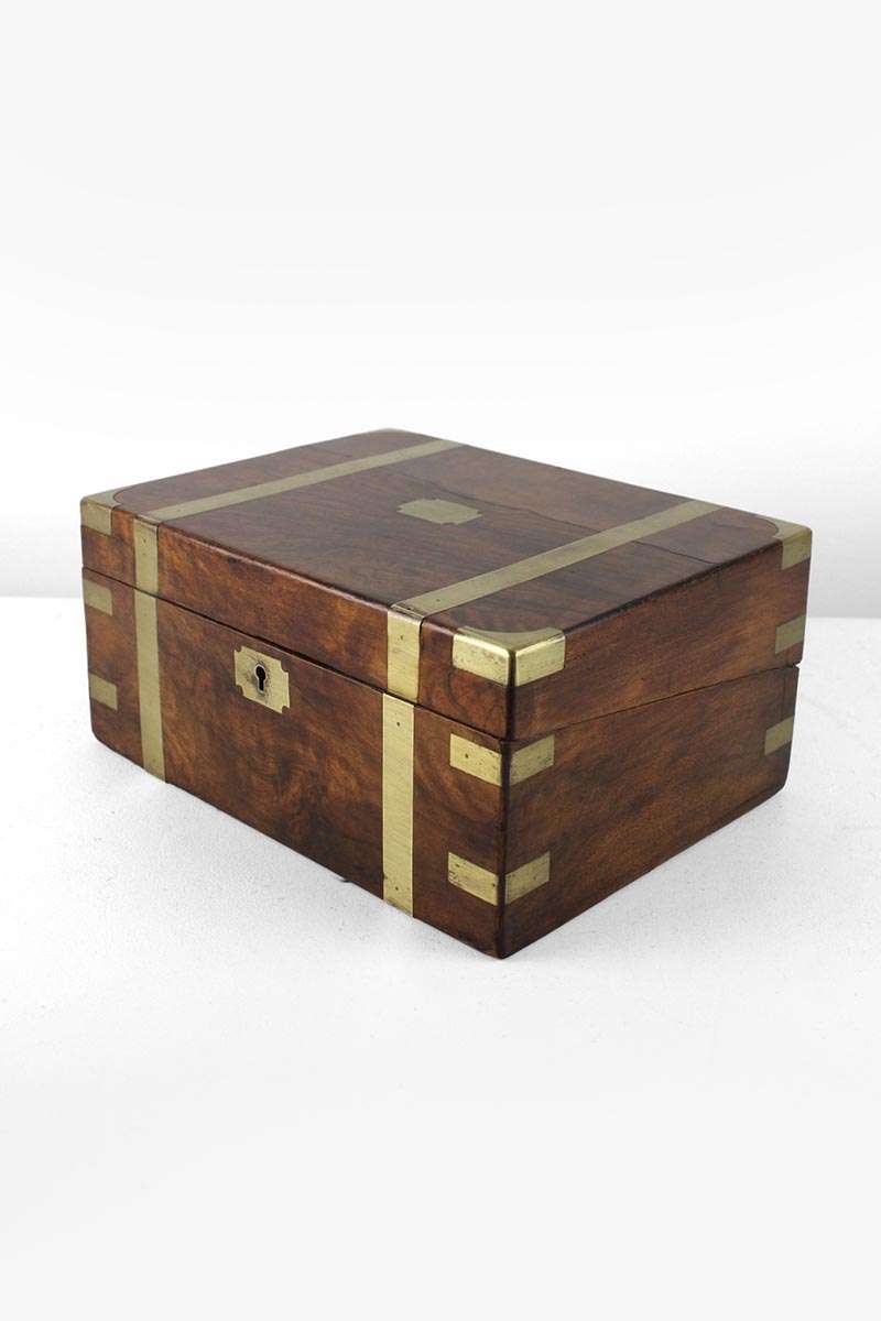 Wooden Brass Bound Campaign Style Box – Number Eight Prop Hire Company